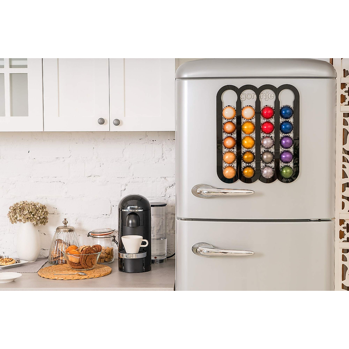 Demi's Home Coffee Pod Holder for Nespresso Vertuo Capsules - Magnetic Holder Suitable to be Mounted on the Fridge (Black)