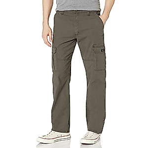 Wrangler Authentics Men's Relaxed Fit Stretch Cargo Pant, Olive Drab, 38W x 32L