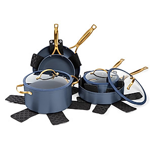 Thyme & Table Non-Stick 12-Piece Signature Cookware Set - Blue