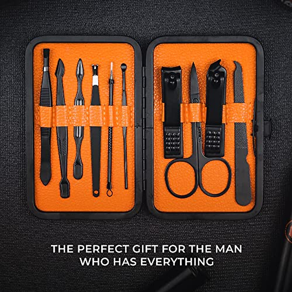 Ultimate Men's Grooming Kit, 10-Piece Set - The Arsenal Gift Set by Wild Willies, Multi-Purpose Manicure, Pedicure & Facial Tools Include Nail Clippers, Scissors, Tweezers & Blackhead Remover