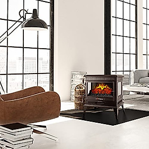 25 inch Electric Fireplace Heater Portable for Indoor, Living Room, Large Room, Logs with Lights, 3D Flame Effects, Adjustable Brightness, Timer, Remote Control,1400W Brown