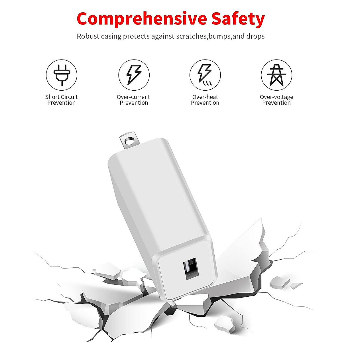 MEROM USB Wall Charger, 5V 2A Power Adapter Universal USB Plug Cell Phone Charging Block Cube Compatible with Samsung Galaxy S7/S6/S5 Edge, Google Nexus, LG, HTC, Huawei, Moto and More(1 Pack)