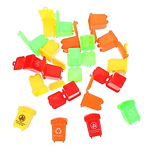 60 Pcs Mini Trash Can Trash Cans Photo Prop Trash Classification Toy Lovely Garbage Trash Cans Small House Garbage Can Model Trash Can Plaything Miniature Garbage Bin Model