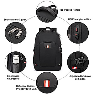 Della Gao Extra Large Laptop Backpack, TSA Friendly Travel Backpack with Laptop Compartment Fit 18.4 Inch Notebook for Men & Women, Anti Theft USB Carry on Business Work Backpack - Black