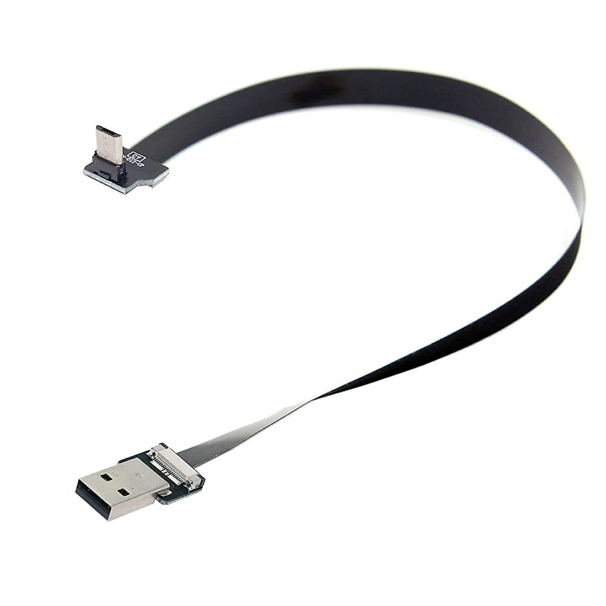 Xiwai 2.0M Up Angled USB 2.0 Type-A Male to Micro USB 5Pin Male Data Flat Slim FPC Cable for FPV & Disk & Phone