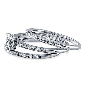 BERRICLE Sterling Silver Solitaire Wedding Engagement Rings 0.6 Carat Cushion Cut Cubic Zirconia CZ Ring Set for Women, Rhodium Plated Size 4.5