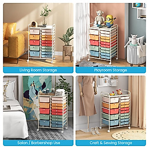 Giantex 15 Drawers Rolling Cart, Classroom Organizers, Storage Cart with Wheels, for Teacher Office Home School Supplies Tool Craft Art Paper