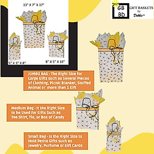 Gift Bags with Match Tissue Paper Tags and Raffia Ribbon - 3 Total Assorted Sizes (BEE)