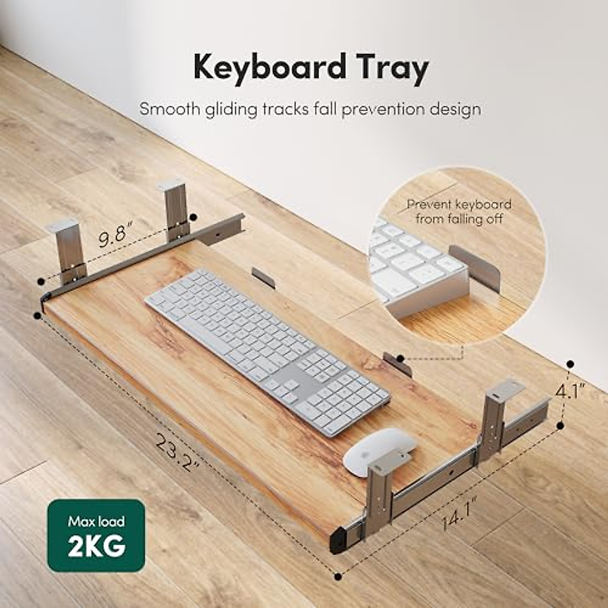 FEZIBO Standing Desk with Keyboard Tray, 55 × 24 Inches Electric Height Adjustable Desk, Sit Stand Up Desk, Computer Office Desk, Light Rustic
