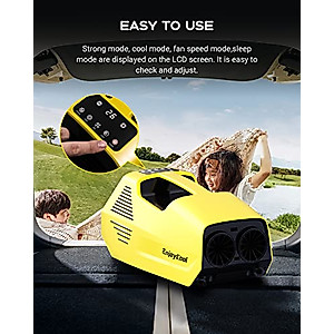 EUASOO Portable Air Conditioners, 2380BTU Fast Cooling Outdoor Air Conditioner, 240W Low Power Consumption Portable Mini Air Conditioner for Camping Tent, RV, Car, Truck, Van and Fishing-Yellow