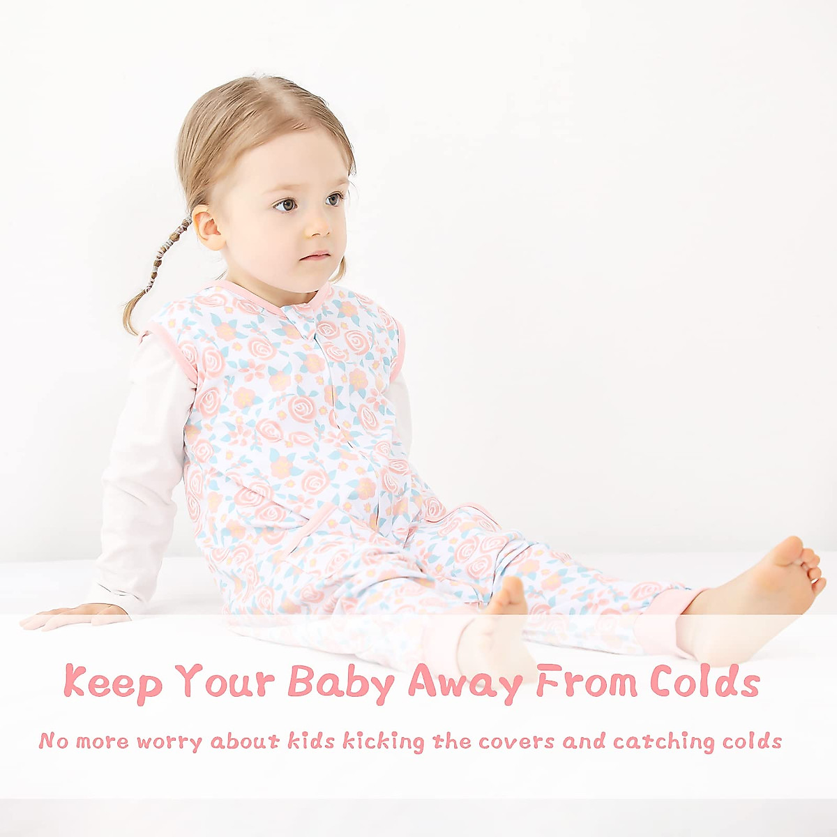 WONDAY Toddler Sleep Sack, Sleep Sack 2t-3t, Sleep Sack Baby Wearable Blanket, Sleeping Bag Toddler Baby Sleep Sacks with Feet, Sleeveless Soft Toddler Sleeping Sack Rose