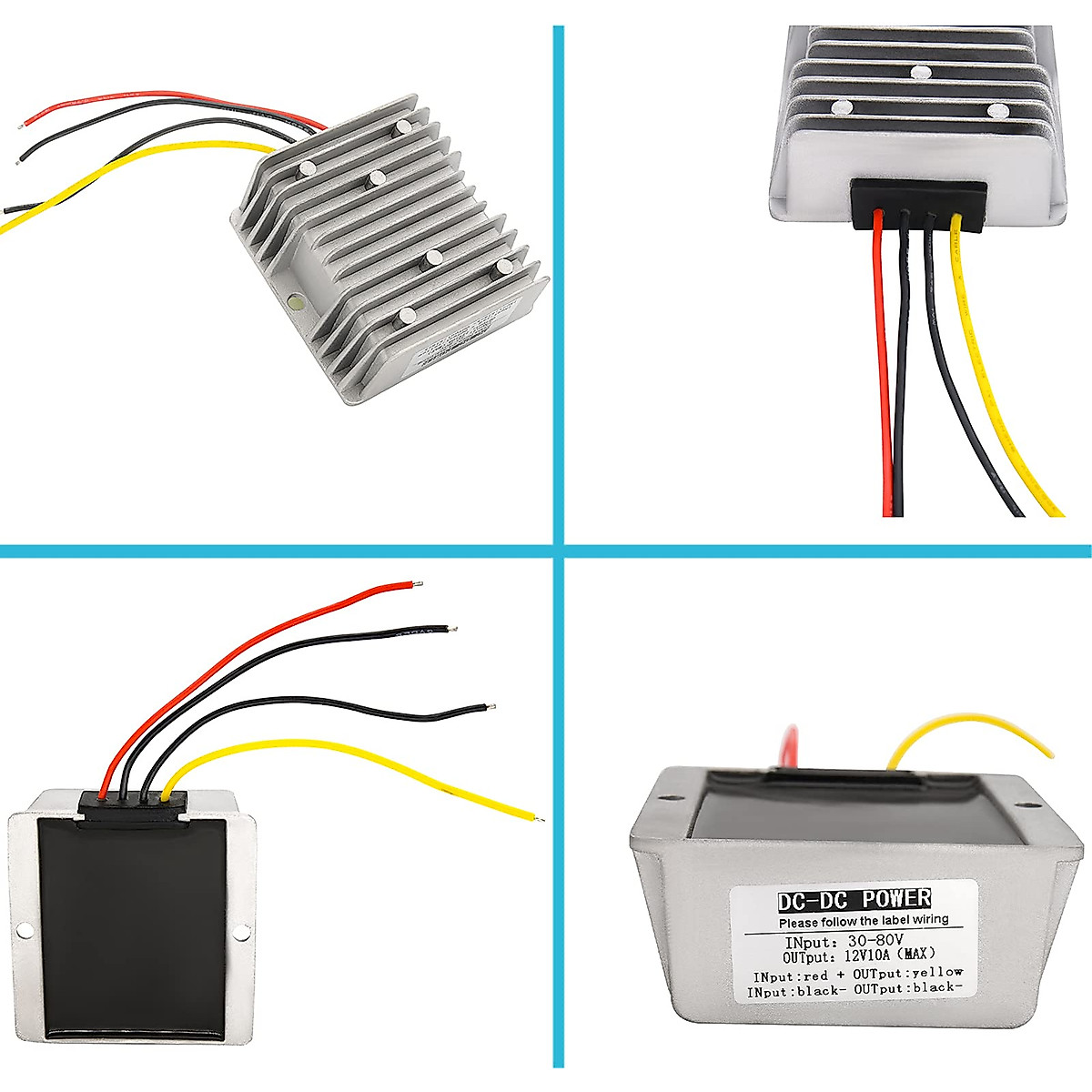 KIE DC DC Converter Regulator Reducer 48V Step Down to 12V 10A 120W Voltage Compatible with Golf Cart Power Module Car Supply Electronic Transformer Volt