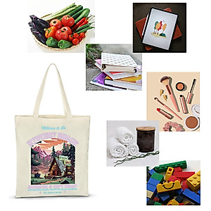 ZJXHPO Mystery Shack Tote Bag Cartoon Inspired Reusable Grocery Shopping Bag Gravity Falls Shoulder Bag (Mystery Shack Tote)