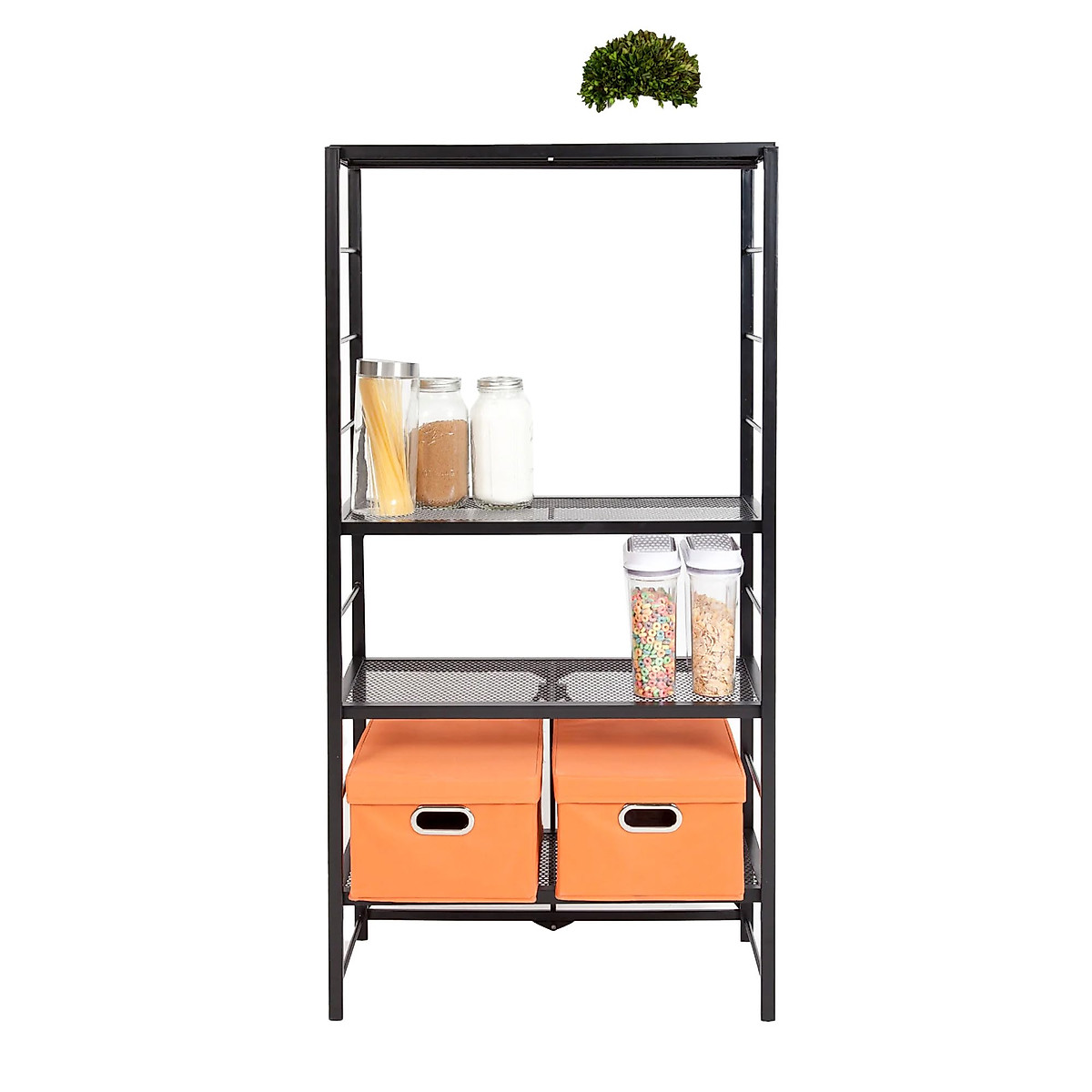 Origami R2 Series Folding Heavy Duty Steel Storage Rack Adjustable Shelving Portable Home Organization Unit with Wheels, Set of 2, Black