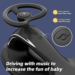 XJD Electric Wiggle Car Ride On Toy, 2 in 1 Wiggle Car Rechargeable Battery with Anti-Rollover Colorful Light-Emitting Wheel for Toddler Ride On Toys 3 Years and Up (Black)