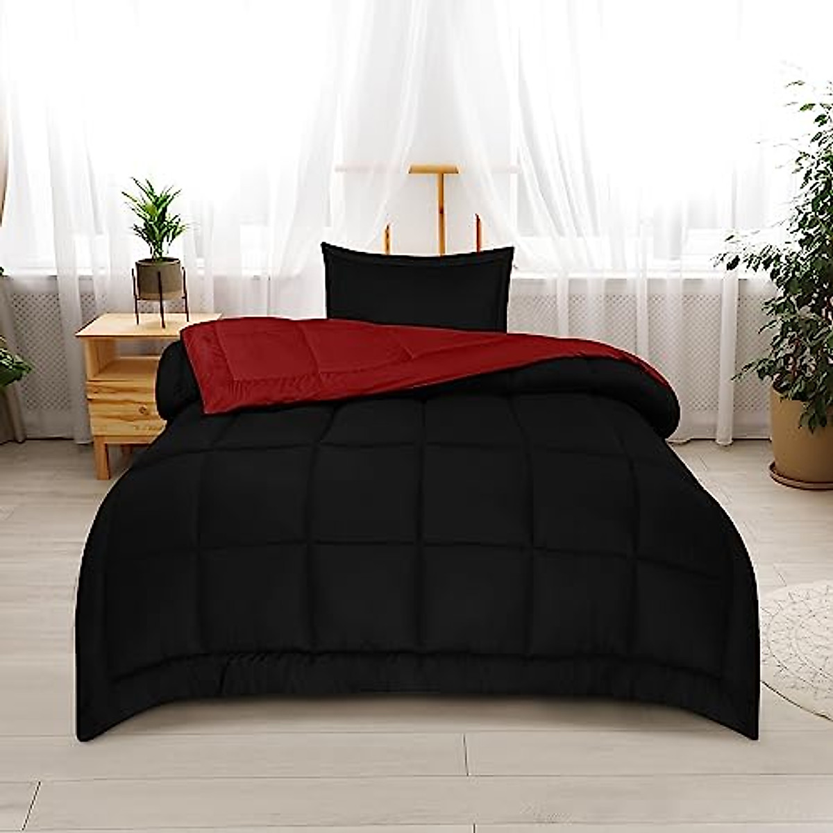 Utopia Bedding Twin/Twin XL Comforter Set Kids with 1 Pillow Sham - Bedding Comforter Sets - Down Alternative Reversible Black/Red Comforter - Soft and Comfortable - Machine Washable