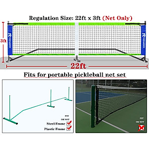 Pickle Ball Replacement Net 22ft x 3ft for Indoor and Outdoor Fits for Most Free-Standing Pickle Ball Frame Come with 4 Outdoor Pickle Balls (Net Only)