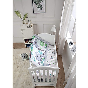 La Premura Baby Koala Nursery Crib Bedding Set, 3 Piece Standard Size Crib Set, Grey and Green, Unisex Nursey Bedding and Neutral Decor