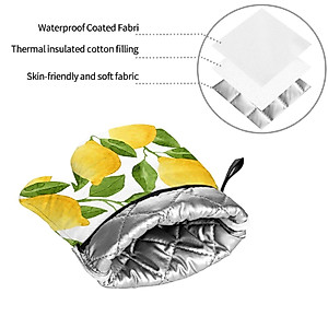 Bright Yellow Lemons Oven Mitts and Pot Holders Sets of 4,Resistant Hot Pads with Polyester Non-Slip BBQ Gloves for Kitchen,Cooking,Baking,Grilling