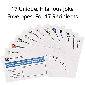 17 Prank Envelopes - Witty Pranks For Adults Funny Envelope For Birthday & Holiday Card. April Fools Day Practical Jokes By Mail Prank For Friends & Family, or Coworkers Gag, Pranks For Adults