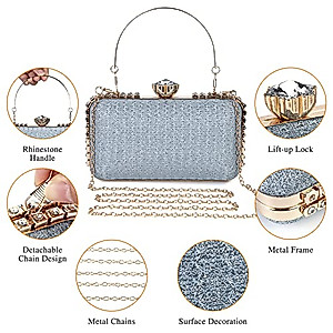 UBORSE Women Clutch Bag Glitter Evening Bag Elegant Evening Purse for Women Wedding Party Purse Handbag(Blue)