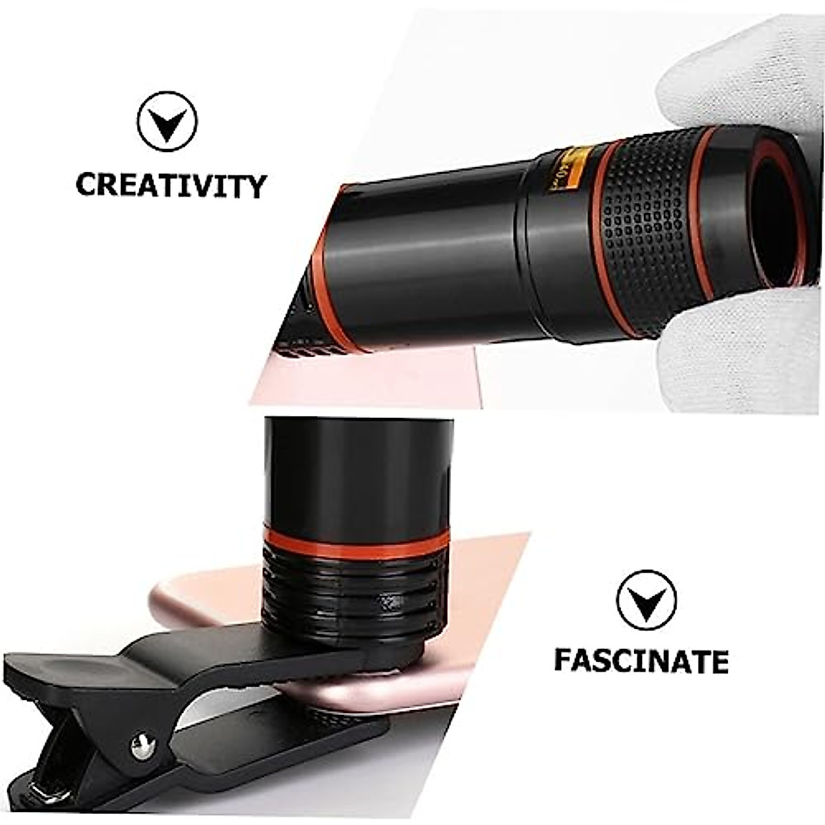 WATIIFUFU Camera Lenses 2pcs Phone Lens Smartphone Camera Lens Telephoto Lens Phone Macro Lens Phone Camera Lens Phone Lens with Clips Cell Phone Black Abs Travel Single Macro Lens