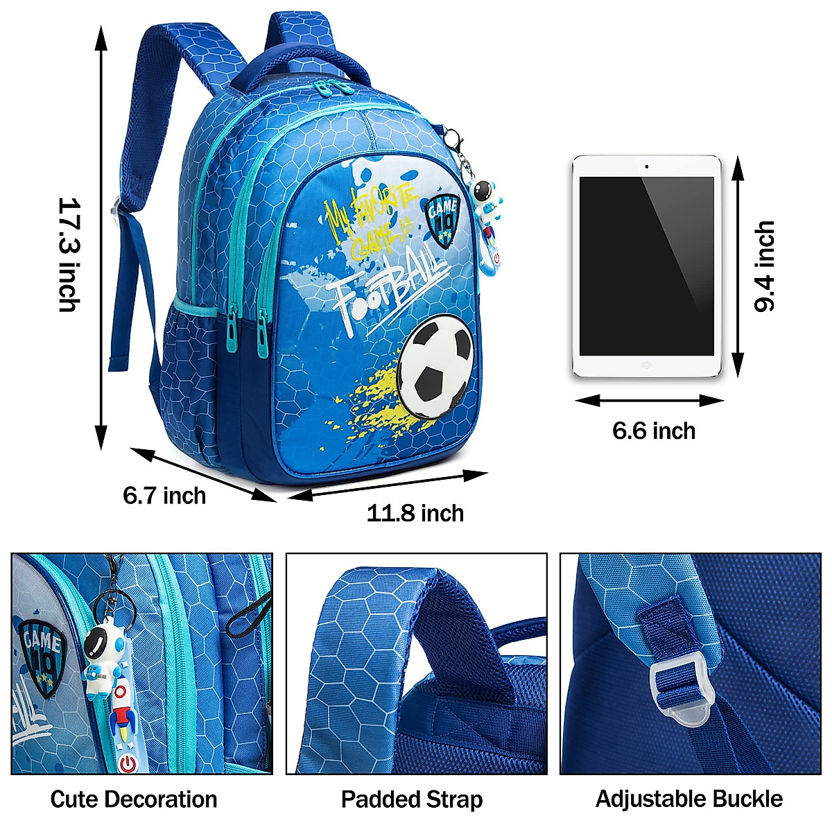 MOHCO Kids Backpack 17inch with Lunch Bag and Pencil Case Lightweight School Backpack for Teens, Girls, Boys, Elementary and Middle school