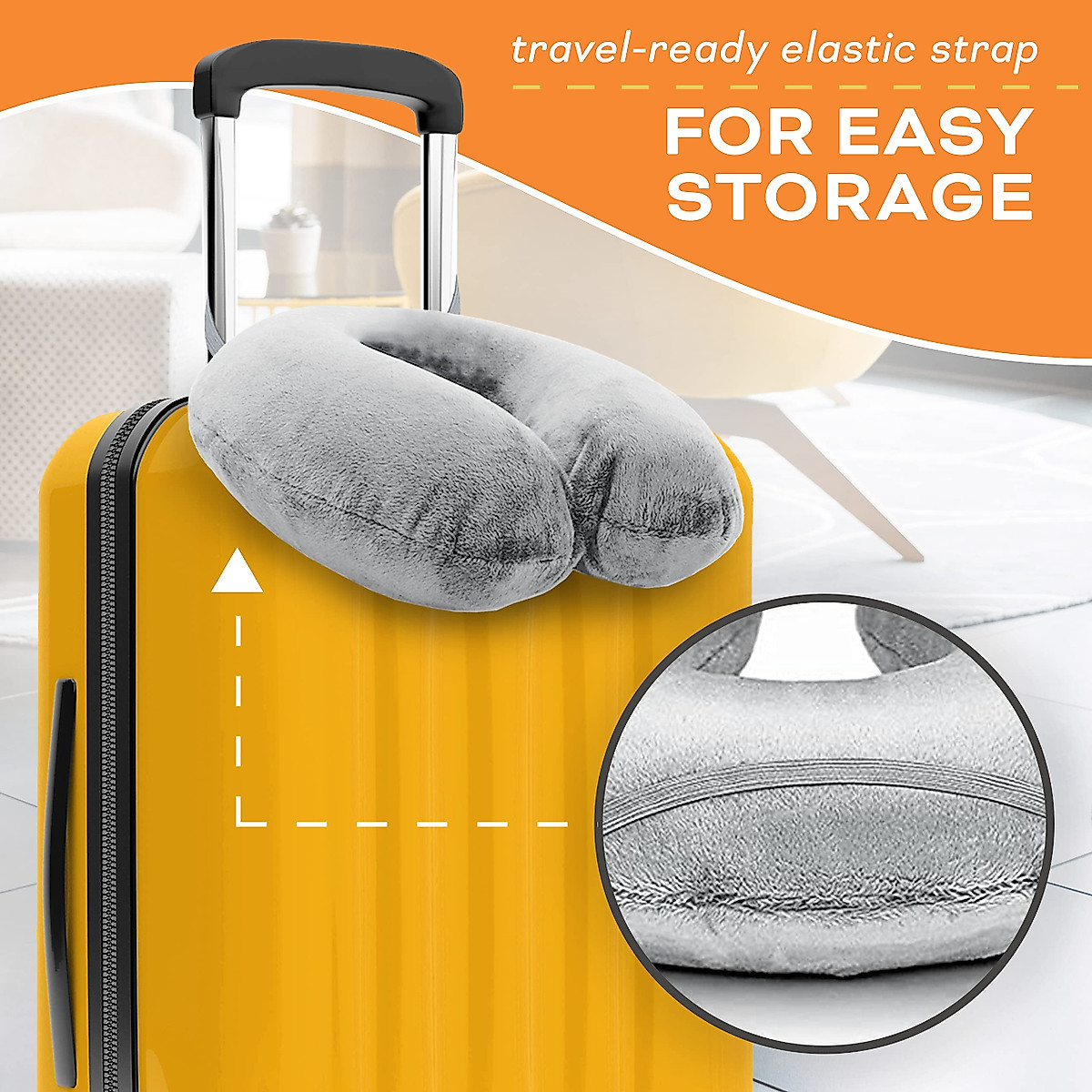 Crafty World Travel Neck Pillow Washable Cover Comfortable Memory Foam Airplane Travel Accessories Essentials Plane Neck Support Pillow for Neck Pain Relief and Sleeping Grey