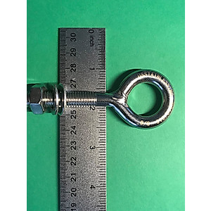 US STAINLESS 2 Pieces Stainless Steel 316 M10 Eye Bolt 10mm x 100mm (3/8" x 4") Marine Grade Pitch of 1.5