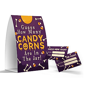 Guess How Many Candy/Corns Are In The Jar - Candy Guessing Game, Halloween Party Gamems, 1 Sign and 50 Game Cards, Baby Shower, Birthday Party -G001