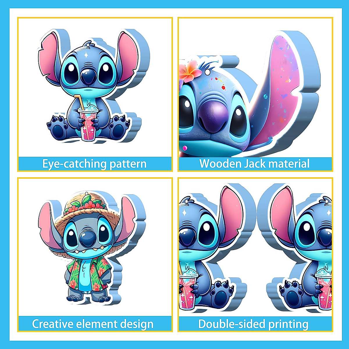 3Pcs Birthday Decorations Wooden Sign Double Side Table Decorations Hawaiian Aloha Theme Table Centerpieces Tierd Tray Decor for Summer Party Office Home Decor