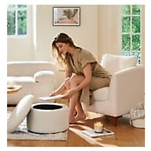 COLAMY Sherpa Accent Chair with Storage Ottoman Set, Upholstered Barrel Arm Chair with Footrest, Modern Living Room Chair with Back Pillow, Cream