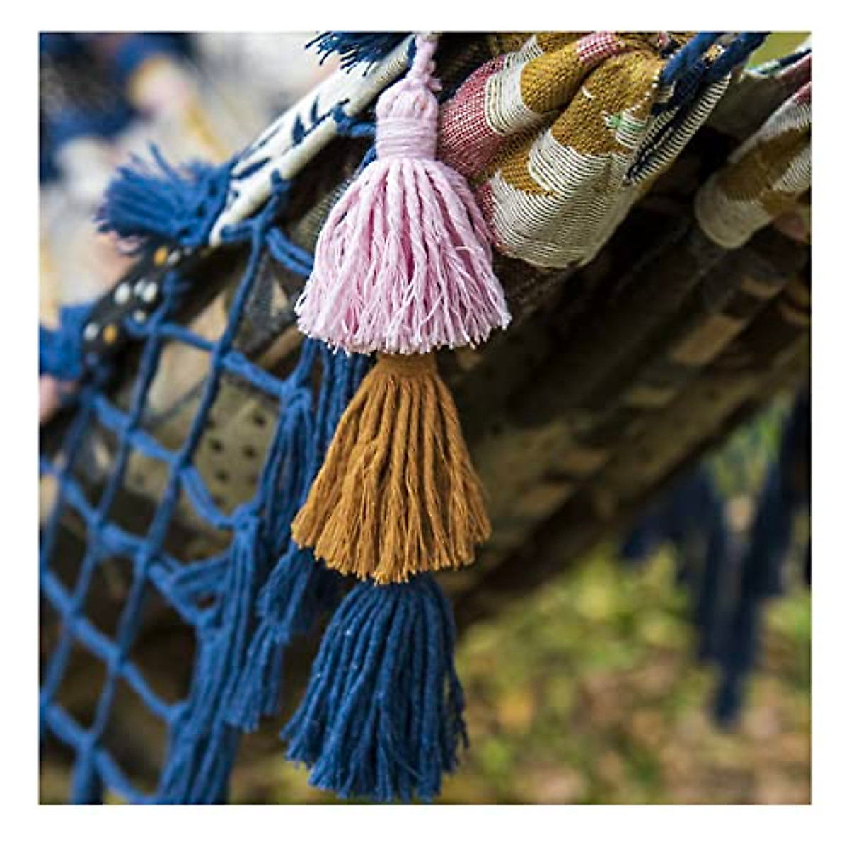 Equip Jacquard Bohemian Macrame Hammock, Blue Patchwork Print, Size 126 in. L x 59 in. W