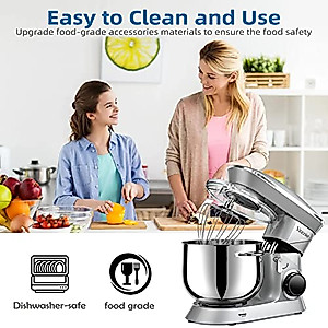 9.5 Qt Stand Mixer, 10-Speed Tilt-Head Food Mixer, Vezzio 660W Kitchen Electric Mixer with Stainless Steel Bowl, Dishwasher-Safe Attachments for Most Home Cooks (Silver)