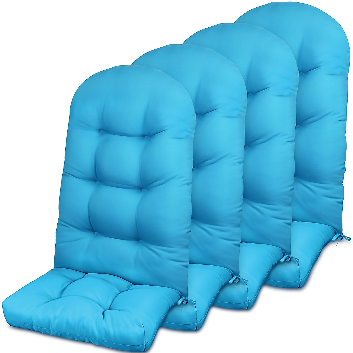 Vemkyrio 4 Pack Adirondack Chair Cushion, Waterproof&Fade-Resistant Rocking Chair Cushion - High Back Patio Cushions Lengthen, Thickened Patio Chair Pad for Outdoor and Indoor (Blue)