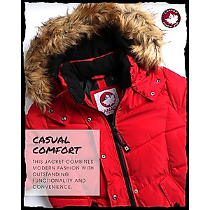CANADA WEATHER GEAR Women's Winter Coat - Quilted Heavyweight Puffer Parka Coat – Plus Sized Jacket for Women (S-3X), Size Large, Red/Natural