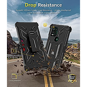 for Motorola Moto G Stylus 5G (2021) Case: Built-in Screen Protector Kickstand Full-Body Military Grade Three-Layer Protective Shockproof Rugged Phone Cover with Belt Clip Holster Black