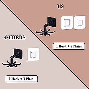 365Home Hanging Utensil Holder Hooks Kitchen Utensil Hanger Wall Mount 360 Degrees Rotating Folding Hook Self Adhesive Hook Utensil Rack with 6 Hooks for Kitchen Bathroom Cabinet (4 Black)