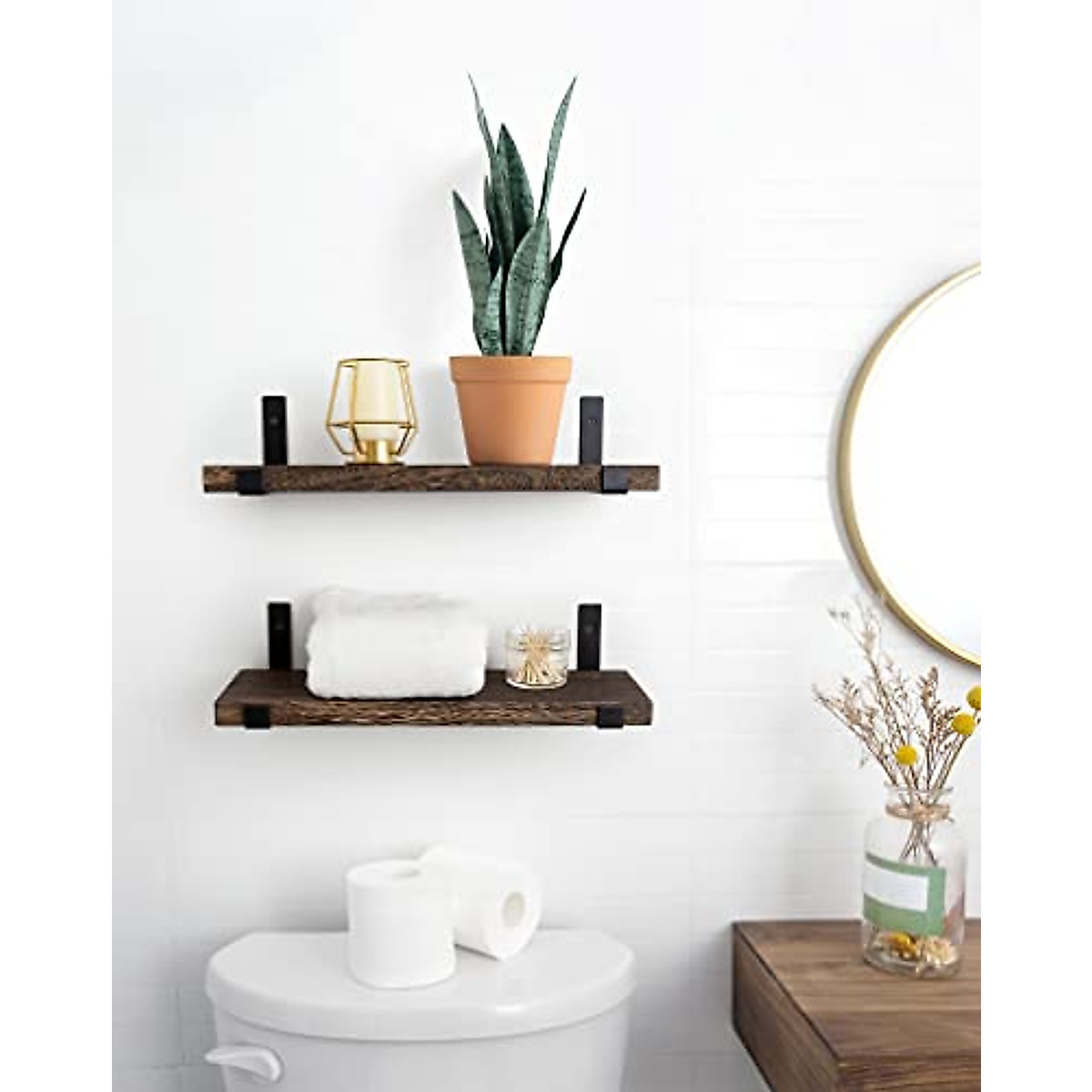 Mkono Artificial Snake Plant 16 Inch Small Fake Sansevieria Tree Potted Plants Faux Desk Plant Indoor Plant Decor in Terracotta Plastic Pot for Table Shelf Bathroom Bedroom Home Office