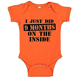 Southern Sisters I Just Did 9 Months On The Inside Funny Prison Baby Romper Great For Newborns or Halloween - Orange Newborn