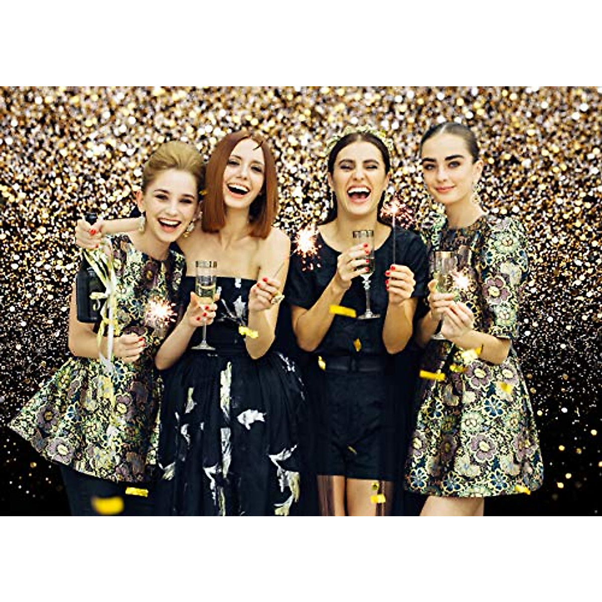 SJOLOON Black and Gold Backdrop Golden Spots Backdrop Vinyl Photography Backdrop Vintage Astract Background for Family Birthday Party Newborn Studio Props 11547(10x8FT)