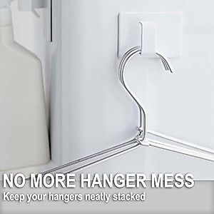 MORNIIE Multipurpose Magnetic Hooks. Hanger Organizer & Spray Bottle Holder. Hanger Stacker for Laundry Area. Spray Bottle Holder for Kitchen Organization Holds up to 32 fl oz. White, 2 Pcs