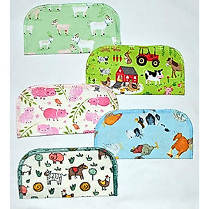 1 Ply Printed Flannel 8x8 Inches Little Wipes Set of 5 Farm AnimalsFBA