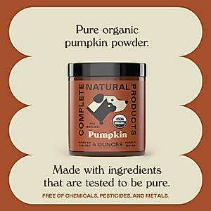 Complete Natural Products Organic Pumpkin Powder for Pets - 4oz - Pure Organic Pumpkin Powder