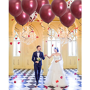 Burgundy Balloons Confetti Balloons Red for Wedding Bridal Shower Birthday Women Party Anniversary Valentines Day Decorations