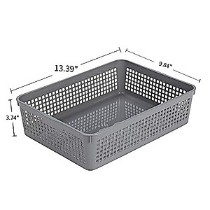 Eslite Plastic Organizing Baskets/Storage Tray Baskets,6-Pack,Gray