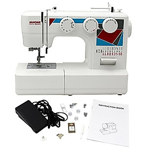 Janome MOD-19 Easy-to-Use Sewing Machine with 19 Stitches, Automatic Needle Threader and 5-Piece Feed Dogs,white
