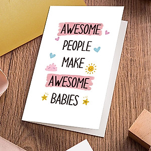 Oamiolek New Baby Card for New Mom Dad, Baby Shower Card for Expecting Parents, New Born Card for Parent To Be, Awesome People Make Awesome Babies
