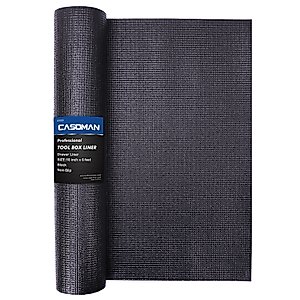 CASOMAN Professional Tool Box Liner, Easy Cut Non-Slip Foam Rubber Toolbox Drawer Liner Mat - Adjustable Thick Cabinet Liners,Black,16 inch (Wide) x 6 feet (Long)