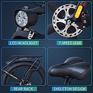 DEEPOWER H26pro Electric Bike, 26" x 4.0 Fat Tire Folding Electric Bicycle with 2000W Motor, 48V 25Ah Removable Battery, Max Speed 32MPH, 7-Speed, Dual Shock Absorbers, Ebike for Adults